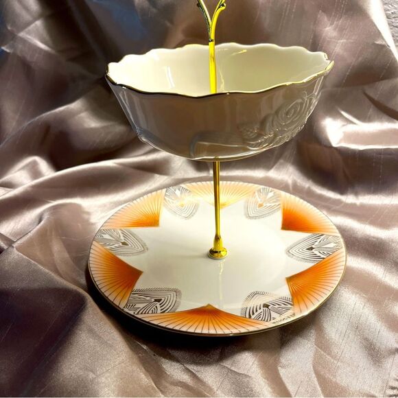 Lenox | Dining | Fine China Upcycled Two Tier Vintage China Serving ...